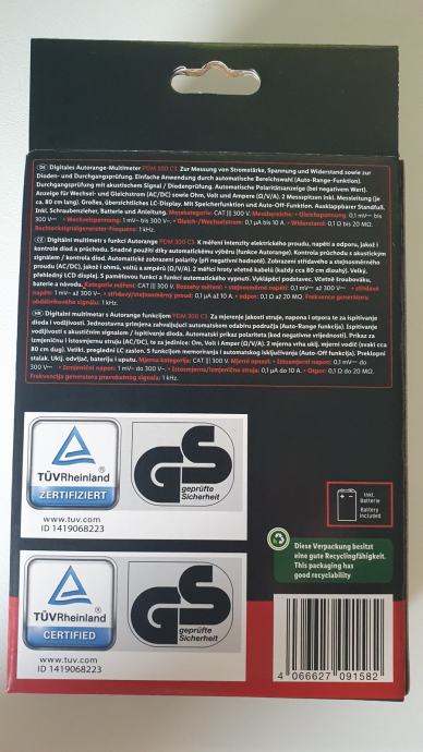 PARKSIDE PDM 300 C3 Digitalni multimetar sa automatskim dometom