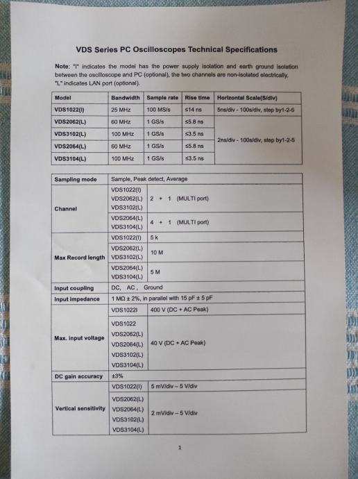 PC osciloskop Owon VDS 1022i