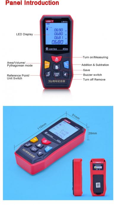 UNI-T Digitalni laserski metar 45m daljinomjer