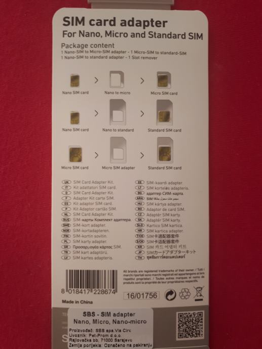 Adapteri za SIM kartice SBS- zapakirano