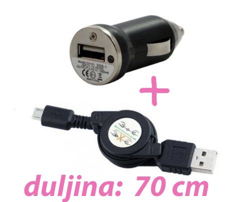 AUTO PUNJAČ usb plus KABEL za HTC, SAMSUNG GALAXY.. NOVO!!