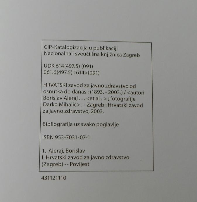 Hrvatski zavod za javno zdravstvo od osnutka do danas