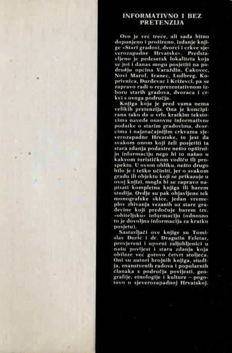 Tomislav Đurić Dragutin Feletar - Stari gradovi, dvorci i crkve SZ Hrv