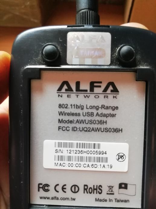Alfa AWUS036H 2000mW WiFi USB adapter velikog dometa s antenom