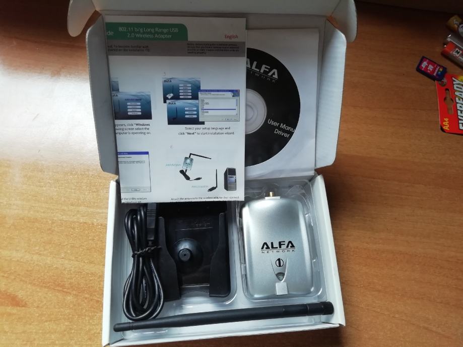 Alfa AWUS036H 2000mW WiFi USB adapter velikog dometa s antenom
