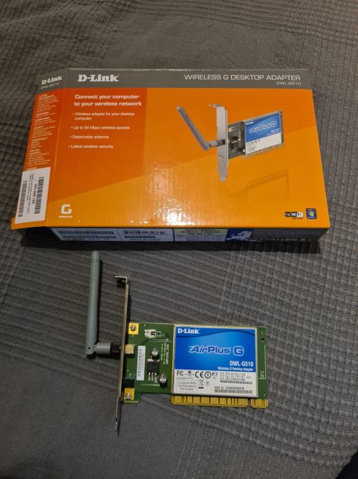 D-Link DWL-G510 Wireless PCI Adapter, 802.11g, 54 Mbps