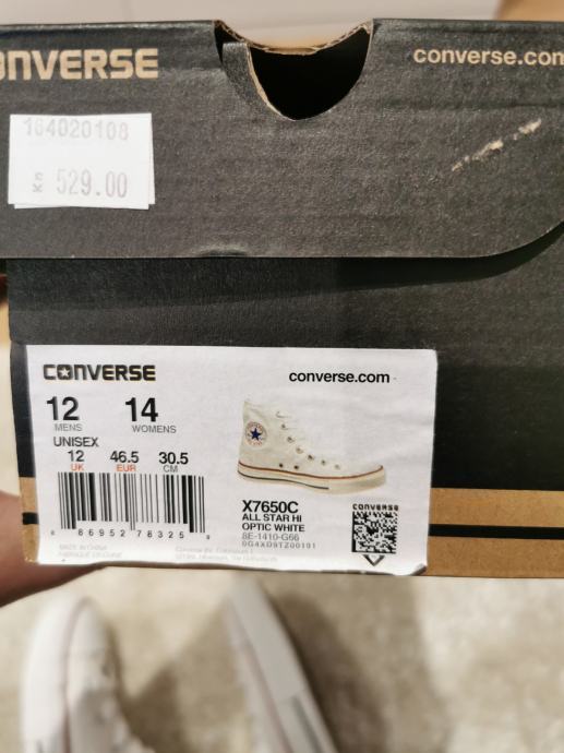 Converse All White, veličina 46.5, NOVO!