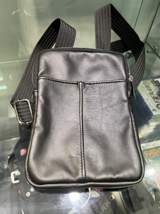 Torbica muška oko jednog ramena kožna ručni rad crna,NOVO,RAČUN!