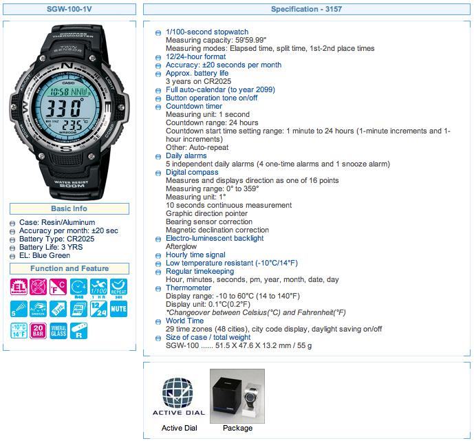 Casio sat, kompas, termometar