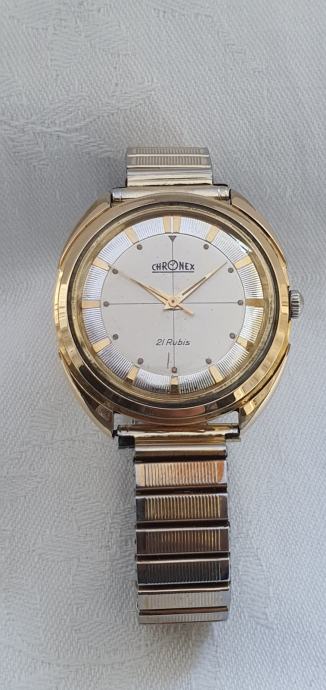 CHRONEX SWISS WATCH 21 RUBIS ROLLED GOLD BRACELET
