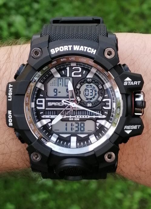 Crni G-style analogno digitalni sportski kvarcni vodootporni ručni sat