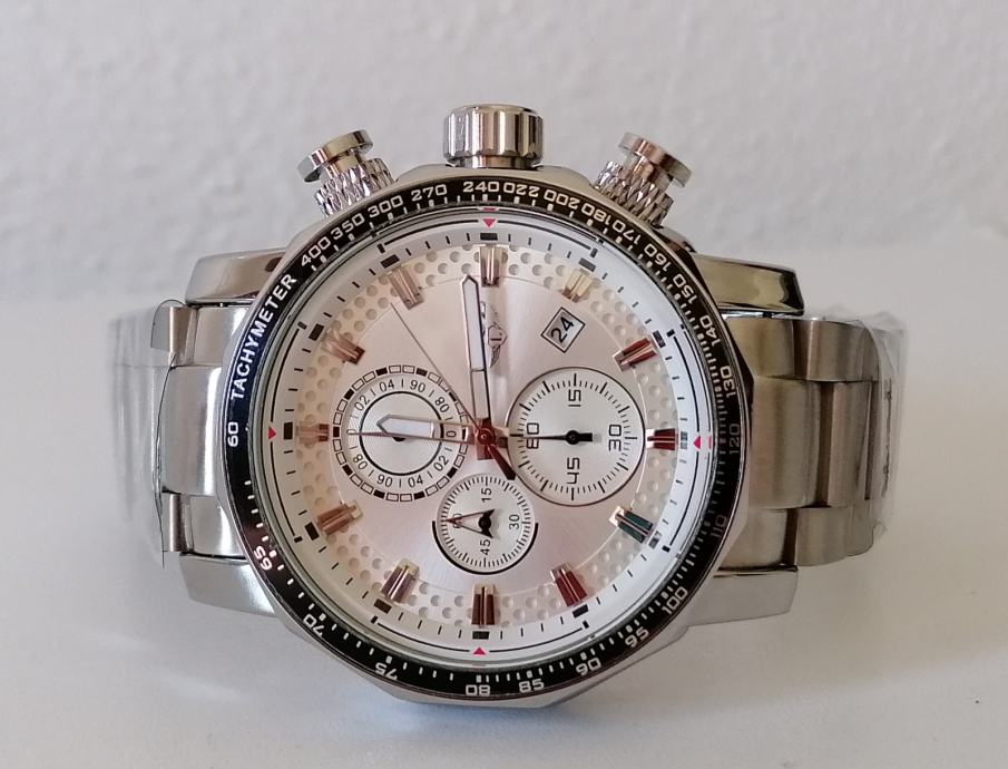 Klasični luksuzni analogni kvarcni vodootporni sat srebrne boje