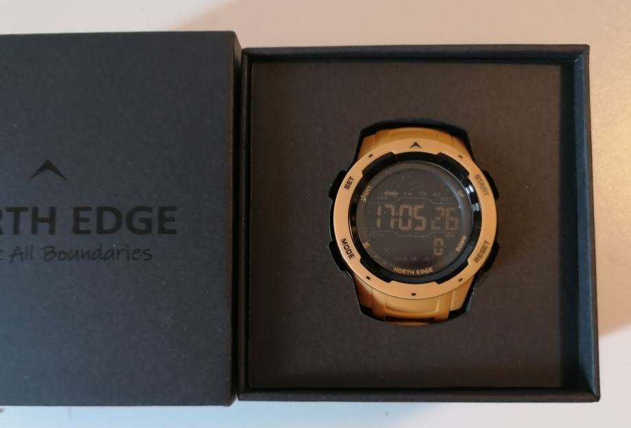 NORTH EDGE sportski digitalni kvarcni žuti ručni sat sa pedometrom