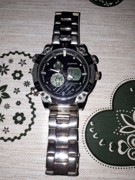 QUAMER digitalni analogni dual time muski sat WR 30M