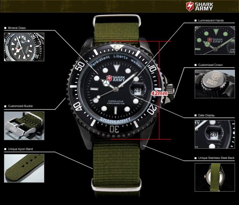 Sat SHARK Army Watch - Novo