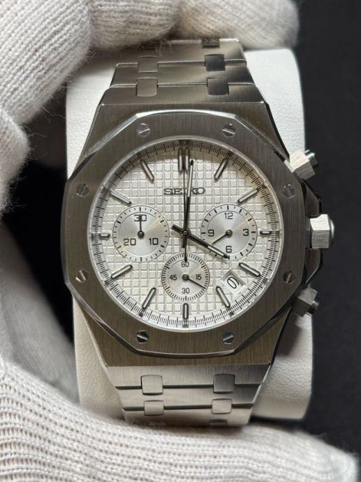 SEIKO MOD - AP ROYAL OAK - 42mm, BIJELI, CHRONOGRAPH