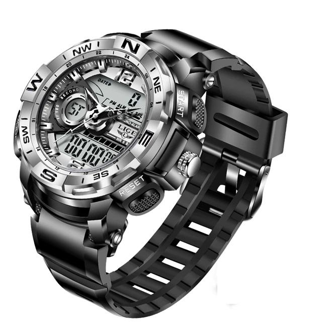 Sportski digitalno analogni kvarcni vodootporni rućni sat srebrne boje