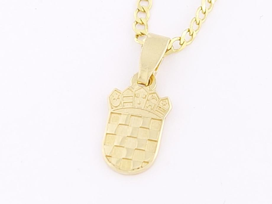 ZLATNI PRIVJESAK HRVATSKI DRŽAVNI GRB 14K (585) 0,77g NOVO • GOLD SHOP