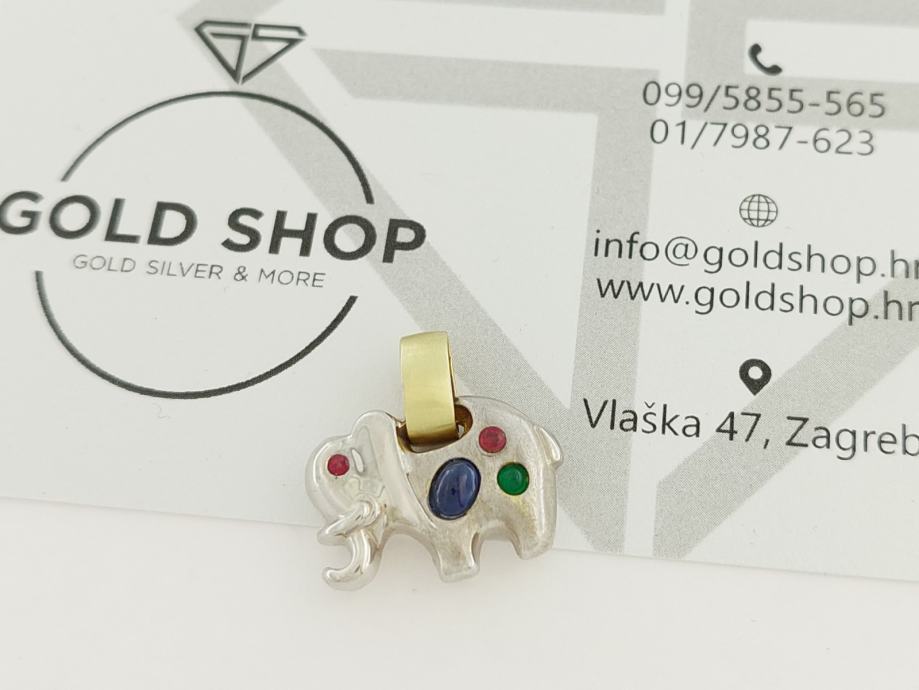ZLATNI PRIVJESAK SLONIĆ 14K (585) 1,74 grama NOVO • GOLD SHOP