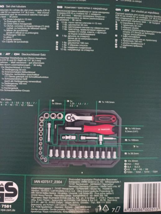 Parkside gedore set 1/4 novo