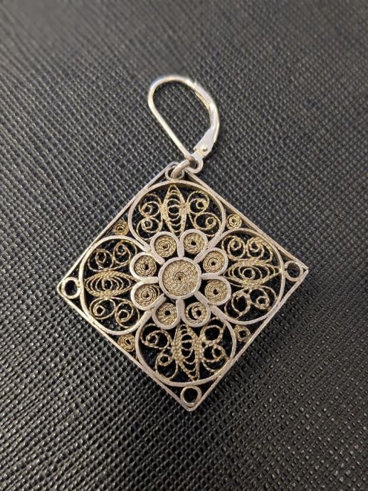 Srebrne Filigran Naušnice Kvadratne