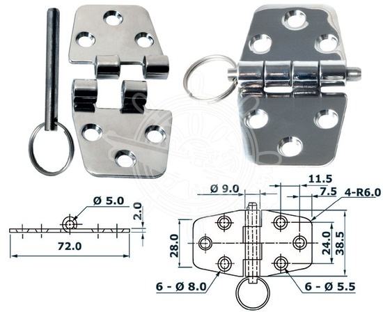 Šarnir 2x72x38,5 mm sa izbočenim zglobom-inox ***TOTALNA RASPRODAJA***