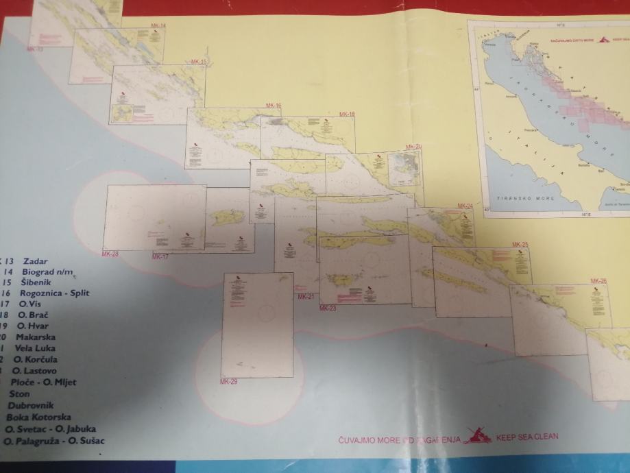 MAPA POMORSKIH KARTI-29 KARTI-KOMPLETAN JADRAN