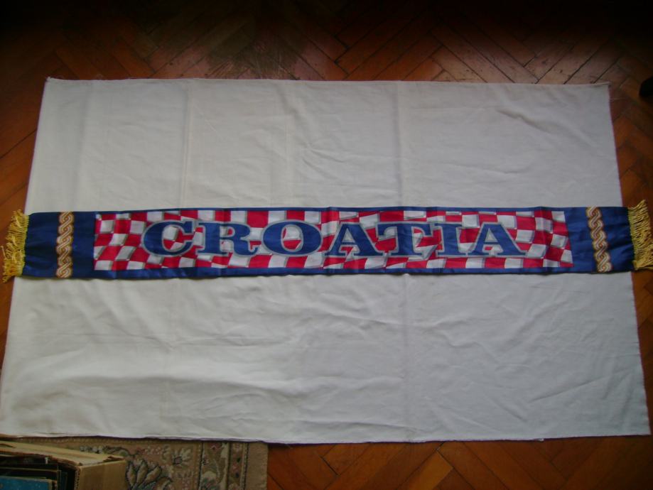 Navijački šal - Hrvatska/Croatia - svileni, sa pleterom