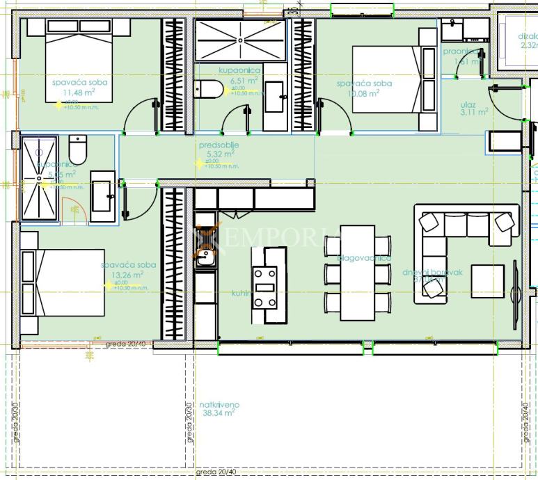 Apartman s vrtom u 2. redu do mora – Sveti Filip i Jakov (129,65 m² ...
