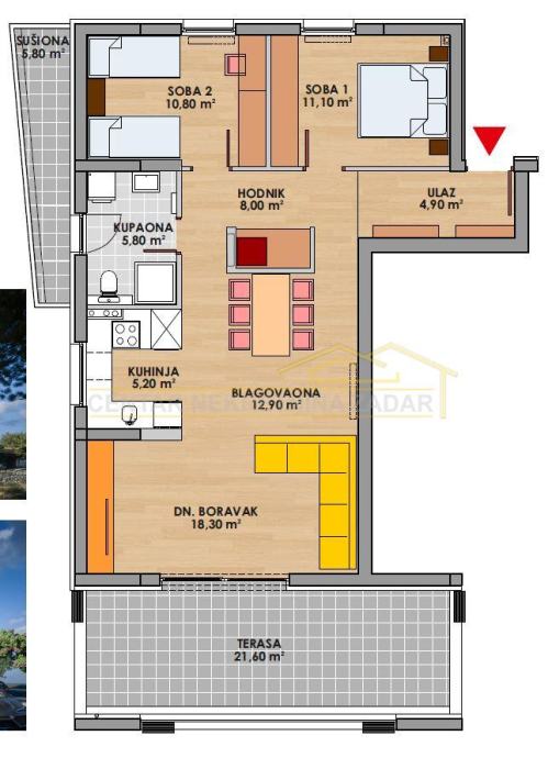 Borik, novogradnja, dvosobni stan, drugi kat (prodaja)