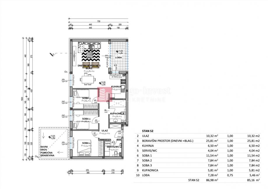 F. MARIČEVIĆA četverosoban stan, 1. kat, 85 m², NOVOGRADNJA (prodaja)