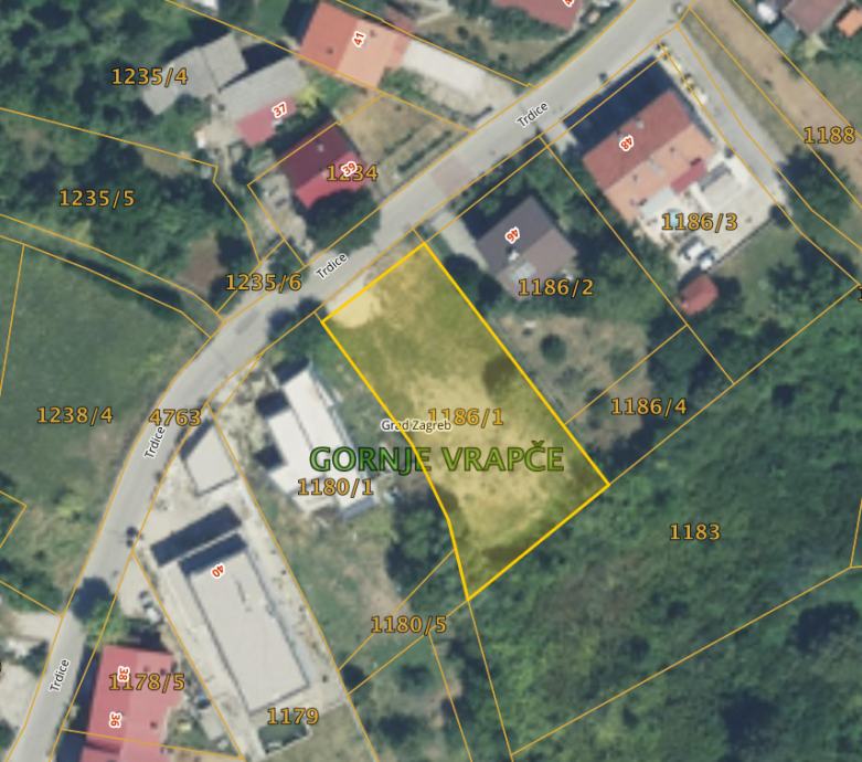 Građevinsko zemljište, Zagreb (Trdice), 988 m2