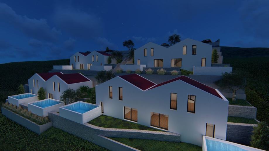 Kuce sa bazenima u izgradnji : Živogošće, 120.00 m2 +300m2 (prodaja)