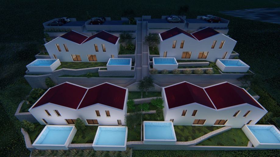 Kuce sa bazenima u izgradnji : Živogošće, 120.00 m2 +300m2 (prodaja)