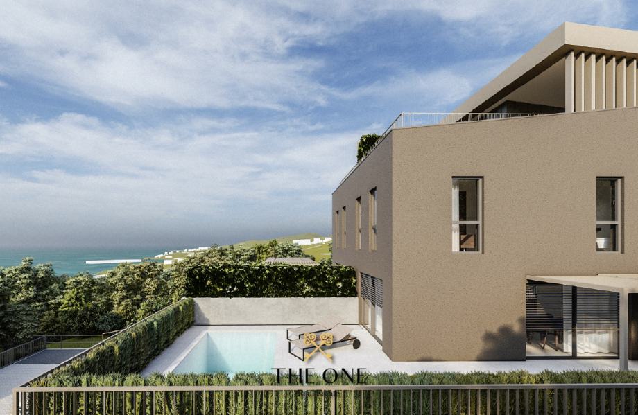 Moderne dvojne kuće s bazenom i krovnom terasom u Kostreni (prodaja)