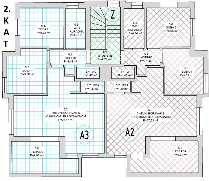 Novalja, 3-sob.apartman na II katu + studio u prizemlju, bazen, novo!