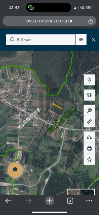 Parcela 2960 m2 u Buševcu, blizina izlaza s autoputa Zagreb Sisak