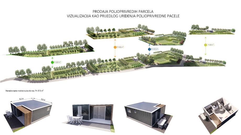 Poljoprivredne parcele s mobilnom kućicom i infrastrukturom na parcel