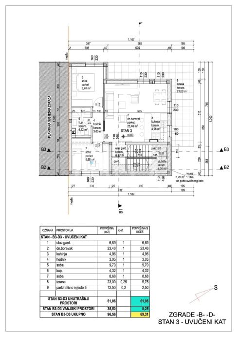 Trosoban stan, novogradnja, 2.kat ,61,06 m2 (penthouse) Novi Zagreb ,p ...