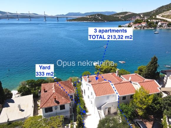 RADALJ, KLEK- kuća sa 3 namještena apartmana,prvi red do mora PRODANO ...