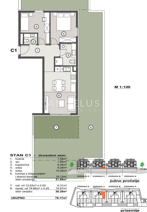 Split, Pazdigrad - dvosoban stan u NOVOGRADNJI, 78.17 m2, PRODAJA (prodaja)