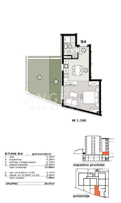 Split, Žnjan - garsonjera u NOVOGRADNJI, 39.47 m2 (prodaja)