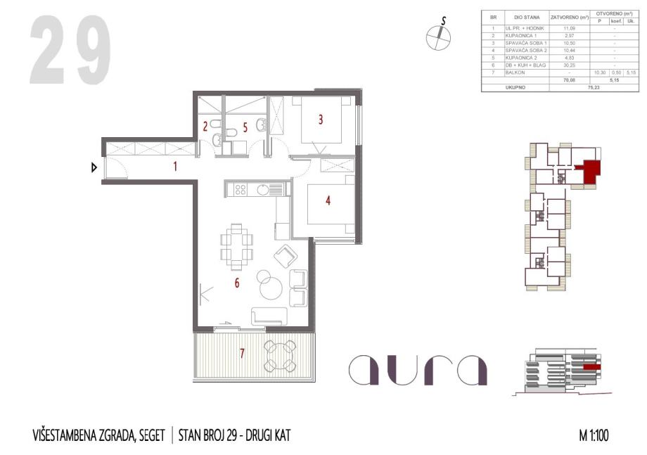 Stan 75,23 m2 sa garažom i bazenom–Novogradnja-Odmah useljivo–Seget D ...