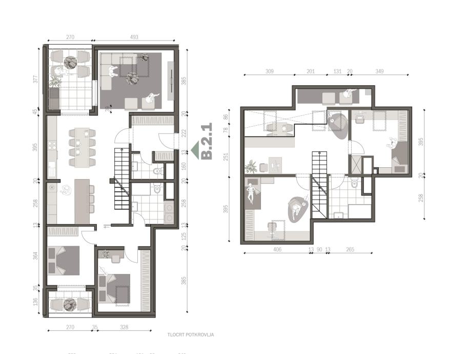 Stan: Zagreb (Blato), 142 m2, potkrovlje s galerijom, novogradnja (prodaja)