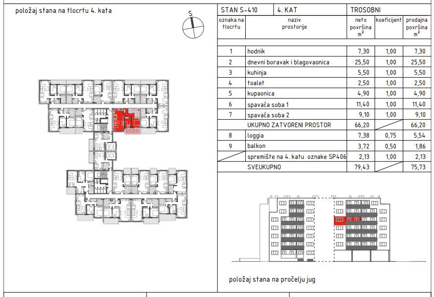 Stan: Zagreb (Studentski grad), 75.73 m2, novogradnja (prodaja)