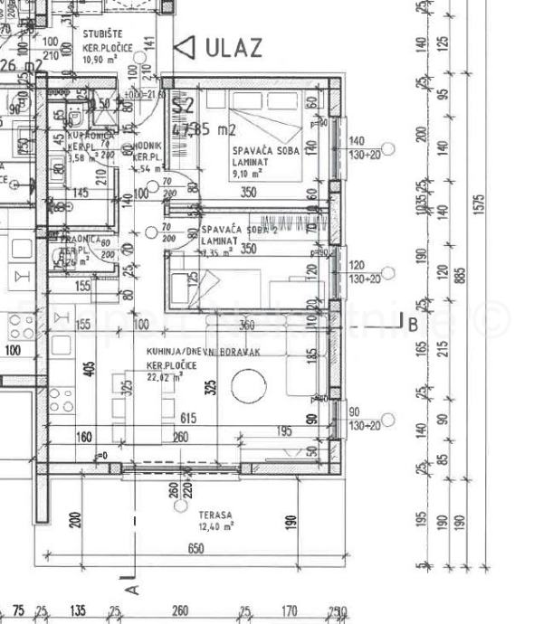 Trogir,2-soban stan 60 m2 + 26 m2 vrt,,novogradnja,blizina centra (prodaja)