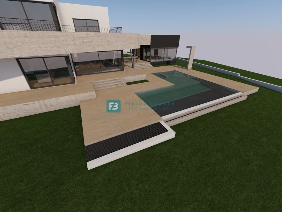 VODICE, novo, moderna dizajnerska vila, bazen, sauna, garaža (prodaja)