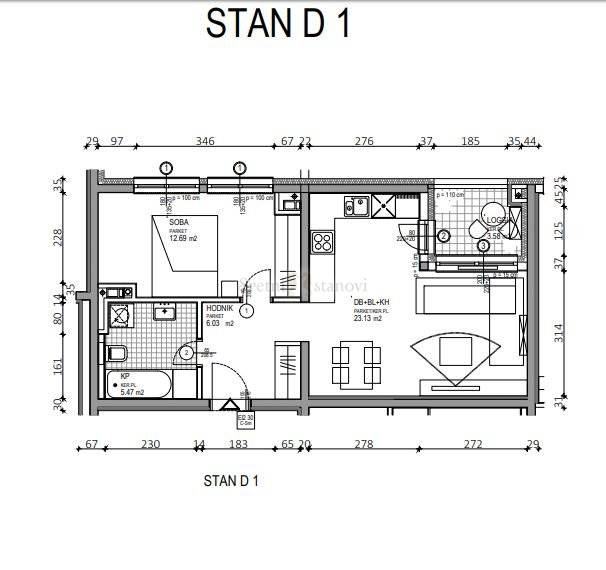 Vrbani, 50 m2, 1S+DB-Novogradnja (prodaja)