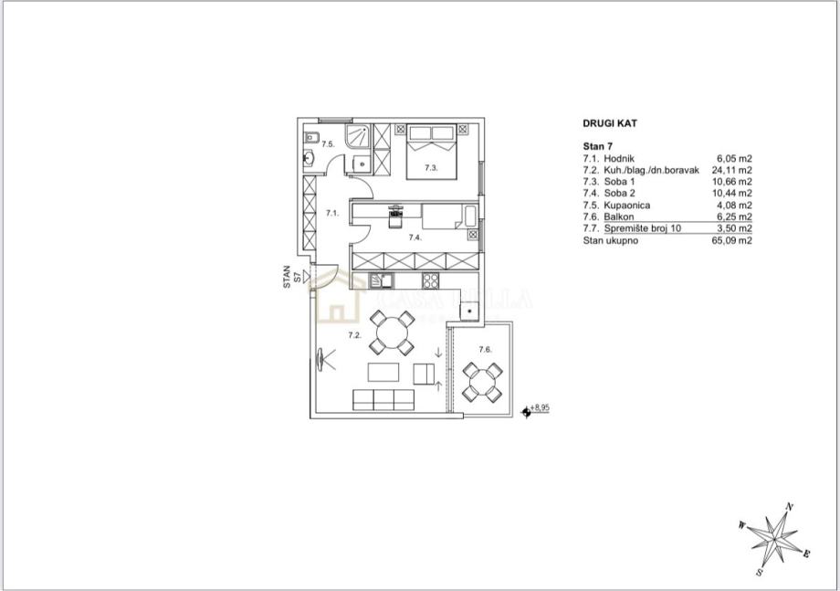 Zamet, novogradnja, Stan 7 - drugi kat (prodaja)