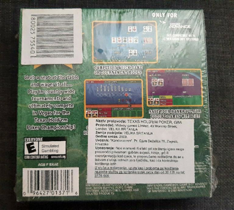Texas Holdem za Game Boy Advance Nintendo